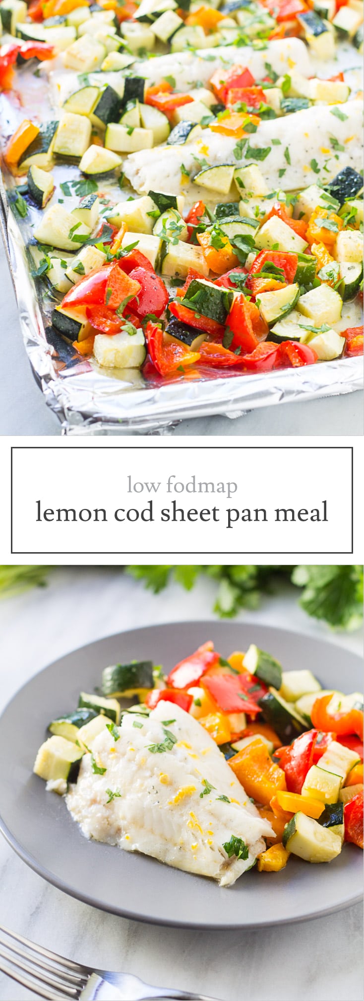 Low FODMAP Lemon Cod Sheet Pan Meal - Fun Without FODMAPs