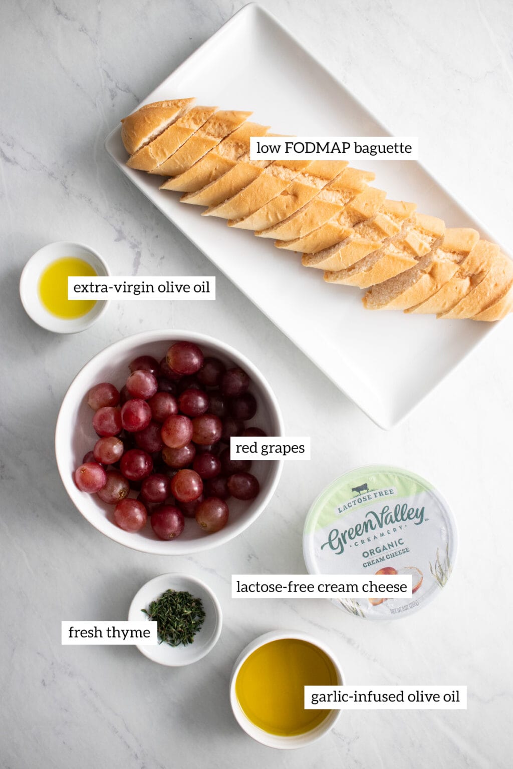 Low FODMAP Crostini with Roasted Grapes and Thyme - Fun Without FODMAPs